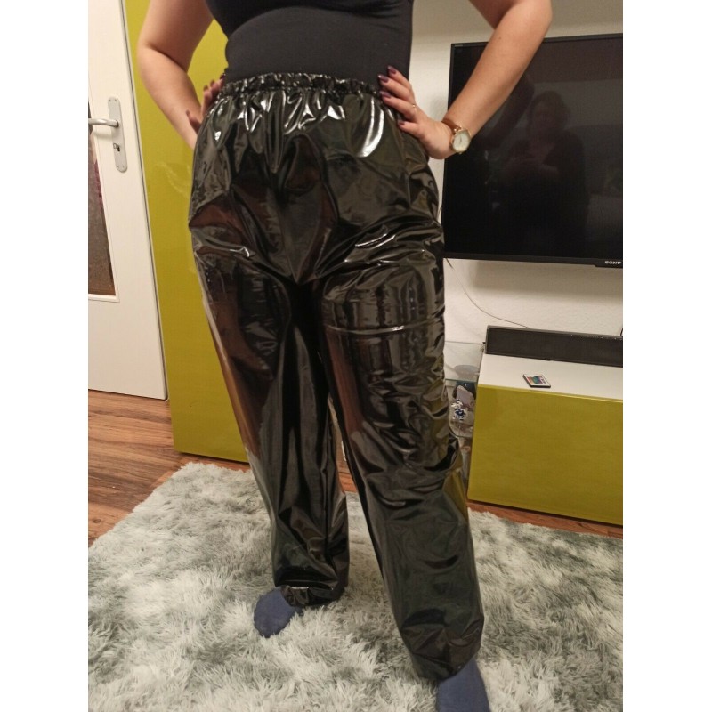Adult SISSY GUMMIHOSE PVC Hose LACK Sporthose Gummi Unisex PLASTIC TROUSERS
