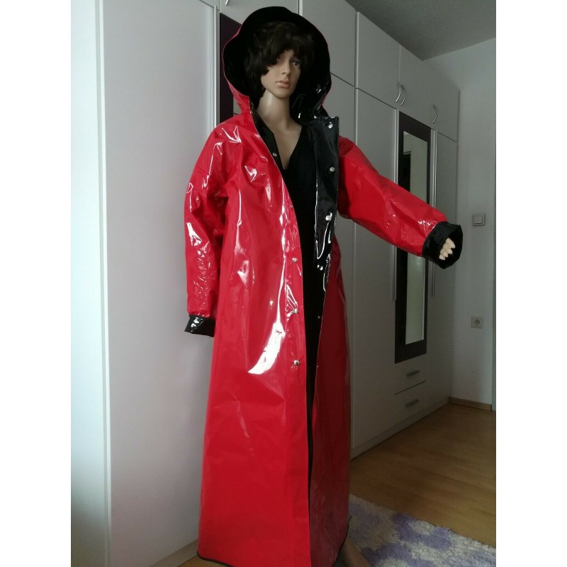 ZWEISEITIG TRAGBAR 2in1 PVC Regencape Lack Gummimantel Raincoat ...