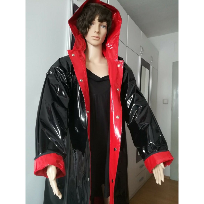 ZWEISEITIG TRAGBAR 2in1 PVC Regencape Lack Gummimantel Raincoat ...