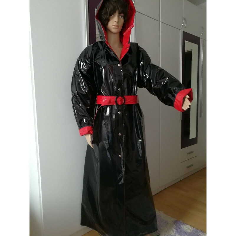 ZWEISEITIG TRAGBAR 2in1 PVC Regencape Lack Gummimantel Raincoat ...