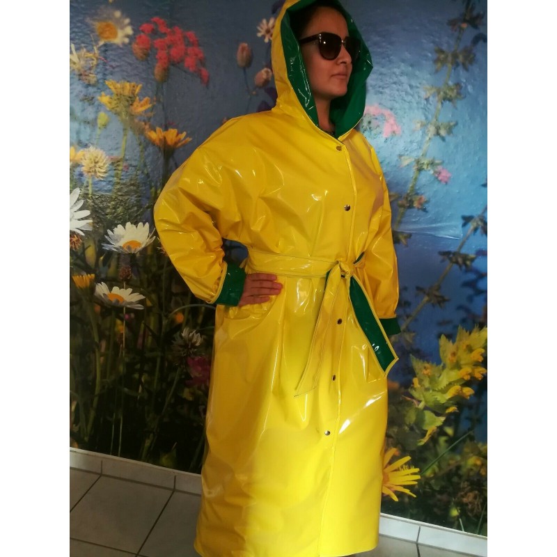 ZWEISEITIG TRAGBAR 2in1 PVC Regencape Lack Gummimantel Raincoat ...
