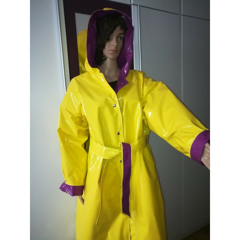 ZWEISEITIG TRAGBAR 2in1 PVC Regencape Lack Gummimantel Raincoat ...